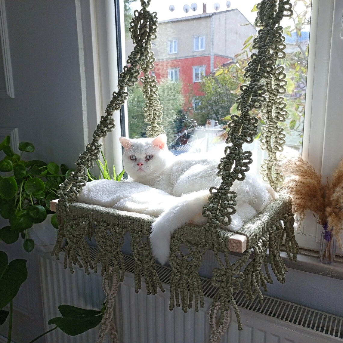DIY Macrame Cat Hammock Tutorial PDF - Boho Cat Bed Pattern & Small Pet ...