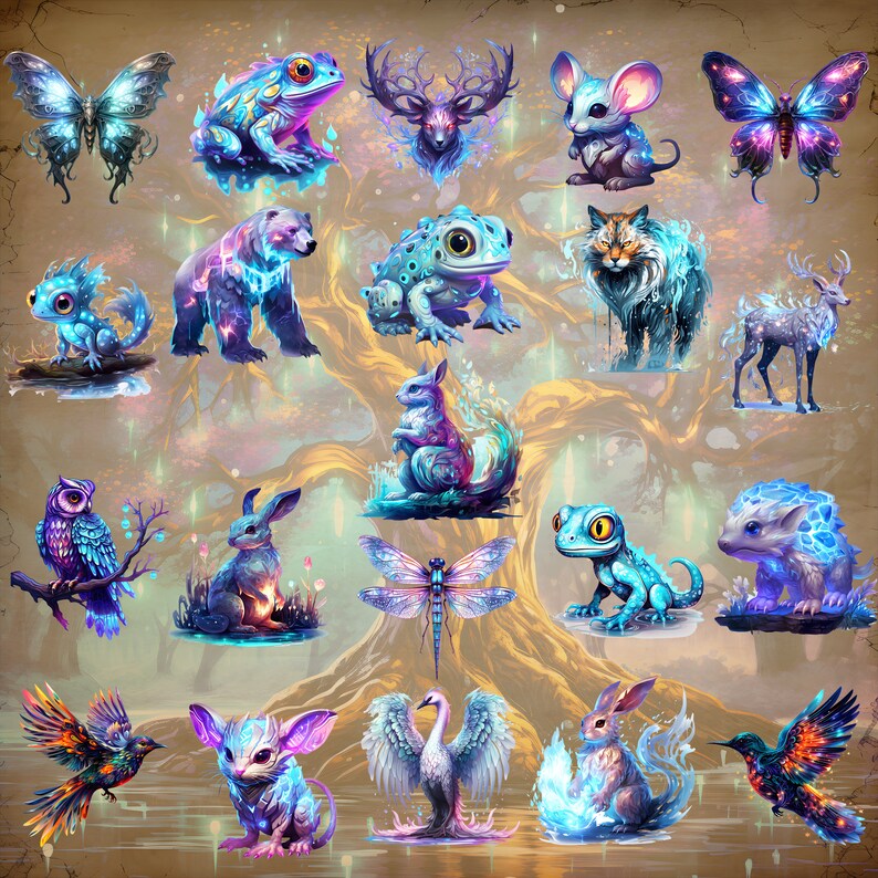 Enchanted Forest Creatures, Magical Beings, Clipart, Scrapbooking, Junk ...