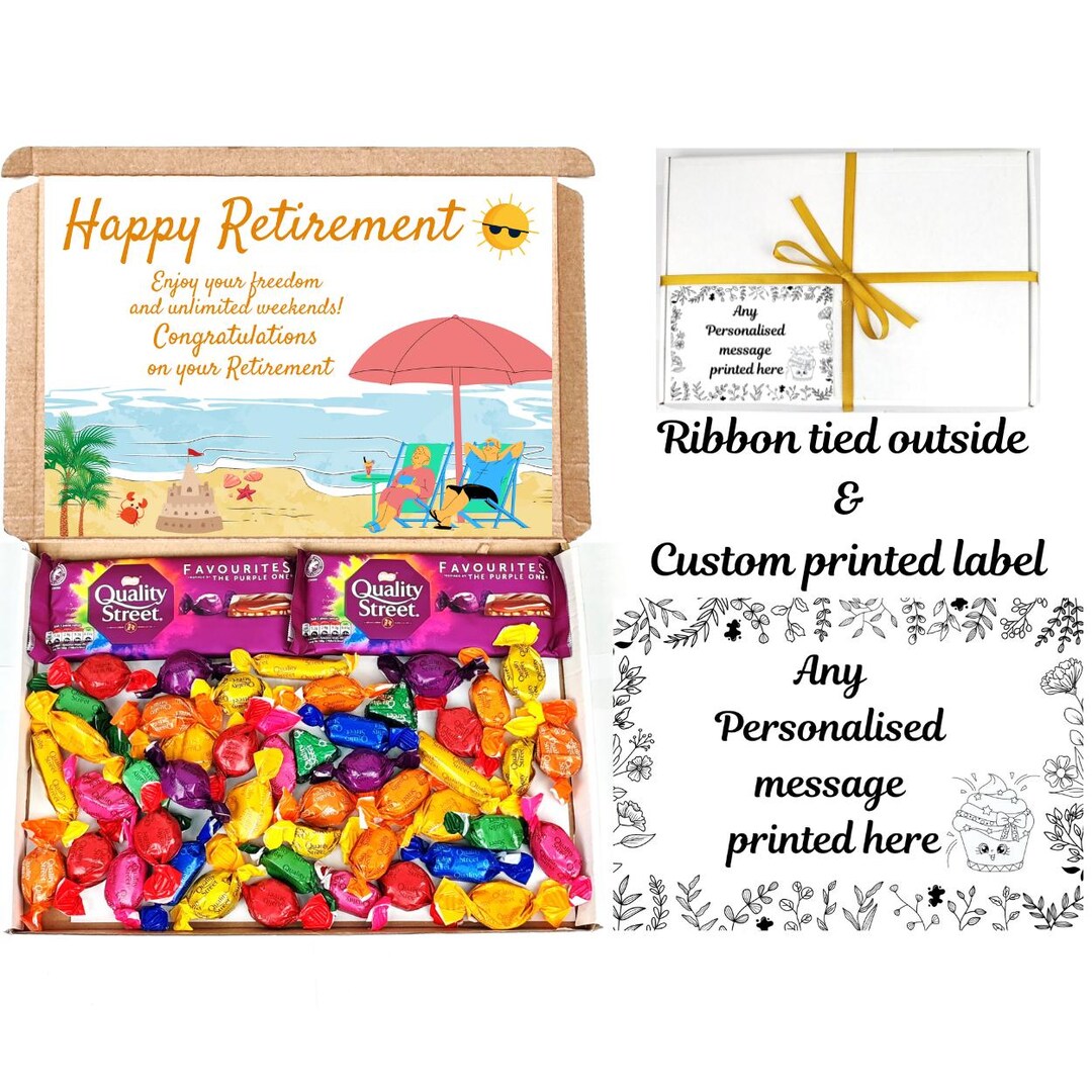 Happy Retirement Gift Hamper Personalised Letterbox Medium Chocolate ...