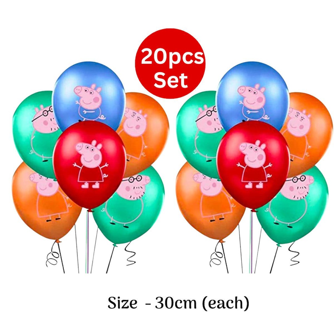 20pcs Peppa Pig Birthday Balloon Set, Bunting Banner Card, Peppa Pig ...