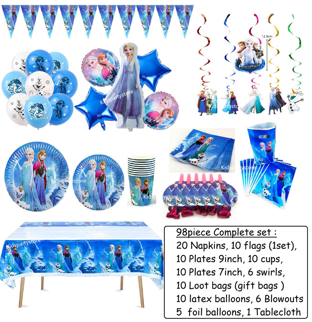 Frozen Elsa Theme Party Tableware Sets Banner Plates, Tablecloth ...
