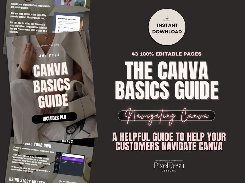 Canva Instructions Guide Template for Etsy Sellers With PLR, Digital Product Instructions ...