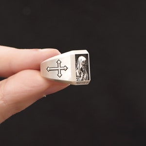 Virgin Mary Ring With Baby Jesus, Religious Jewelry, Catholic Ring ...