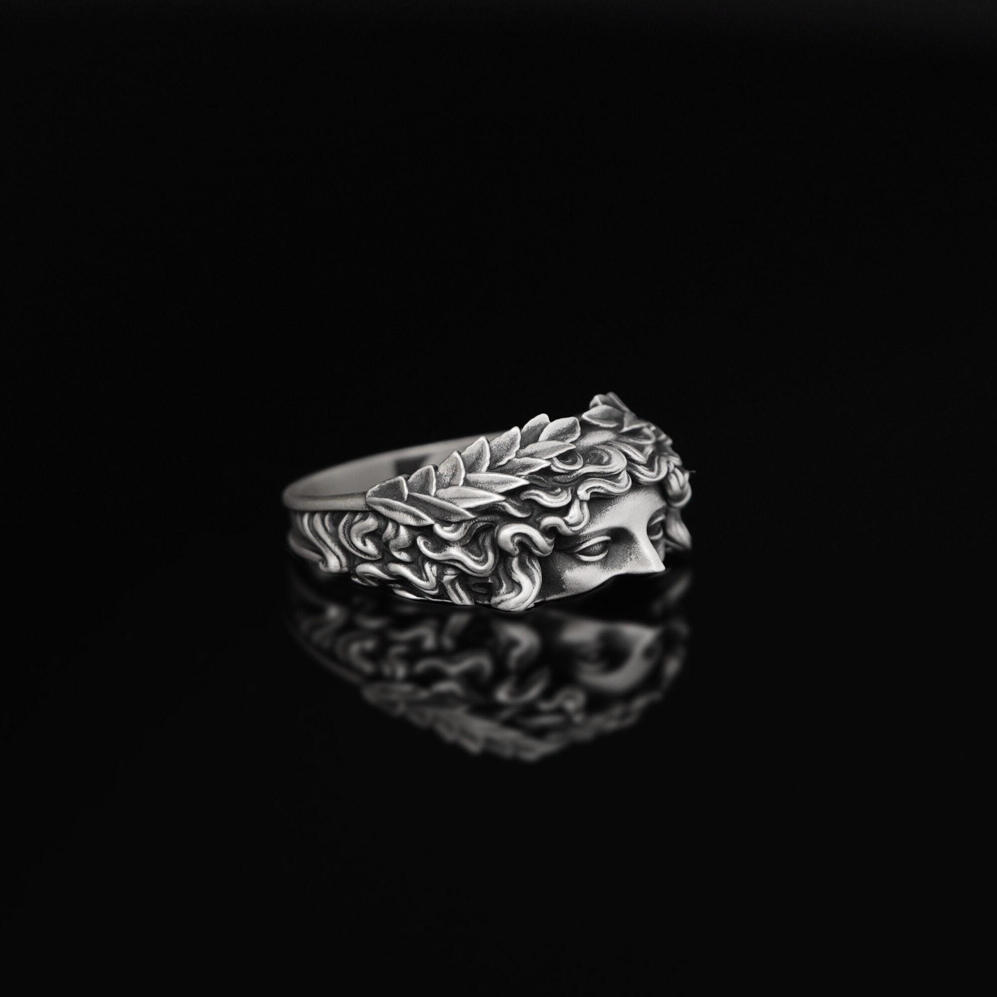 Silver Zeus Ring, King of Gods Zeus Half Face Ring, Greek Mythology ...