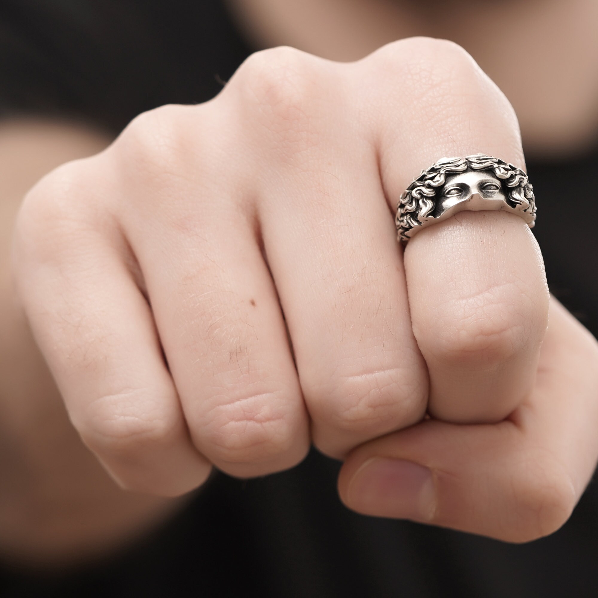 Silver Zeus Ring, King of Gods Zeus Half Face Ring, Greek Mythology ...