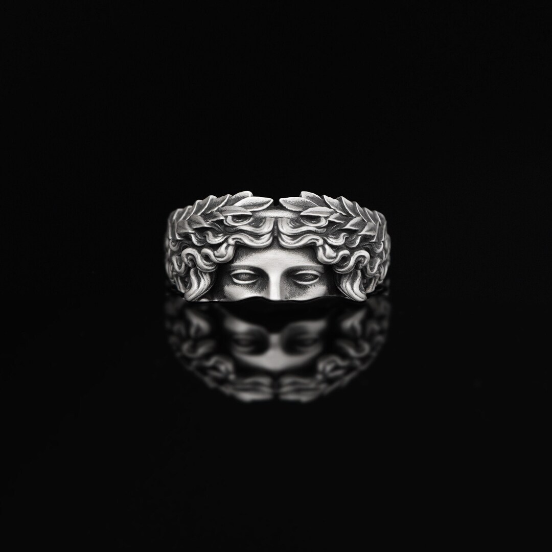 Silver Zeus Ring, King of Gods Zeus Half Face Ring, Greek Mythology ...
