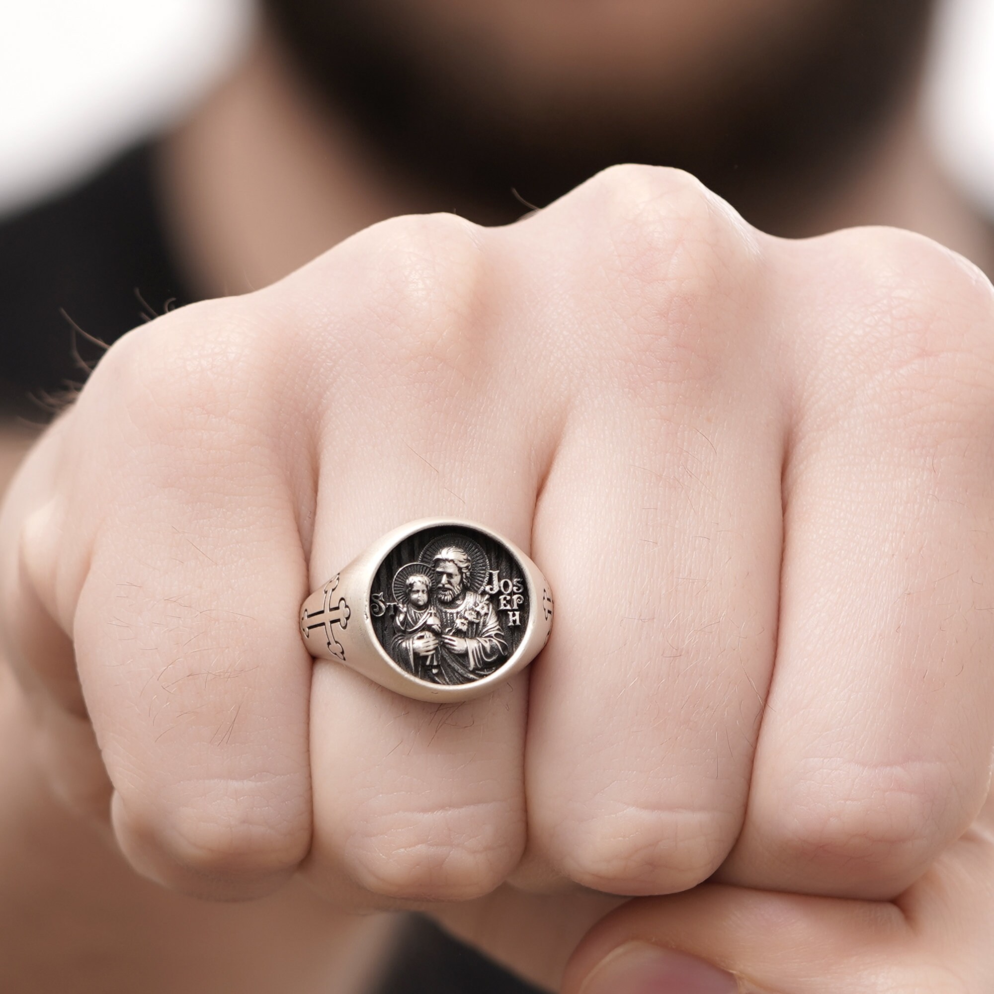 Saint Joseph Signet Ring, Sterling Silver St. Joseph Ring, Christian ...