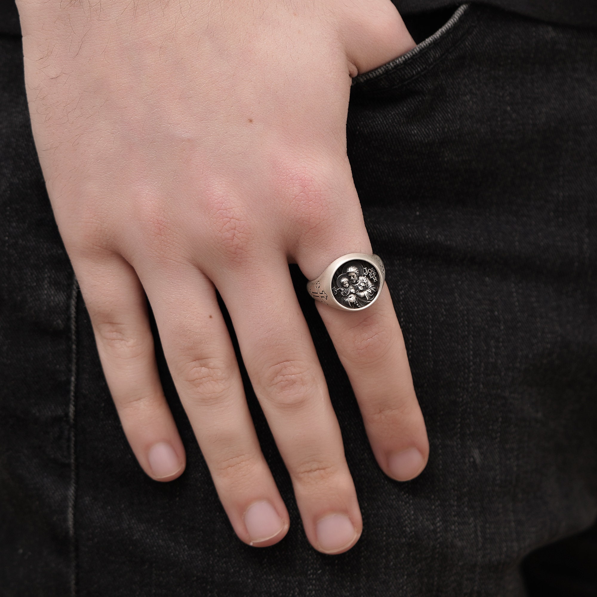 Saint Joseph Signet Ring, Sterling Silver St. Joseph Ring, Christian ...