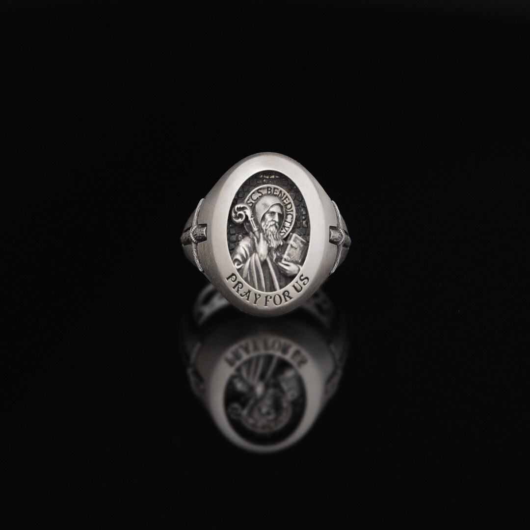 Saint Benedict Ring, St. Benedict of Nursia Ring, San Benito, Religious Jewelry, Catholic ...