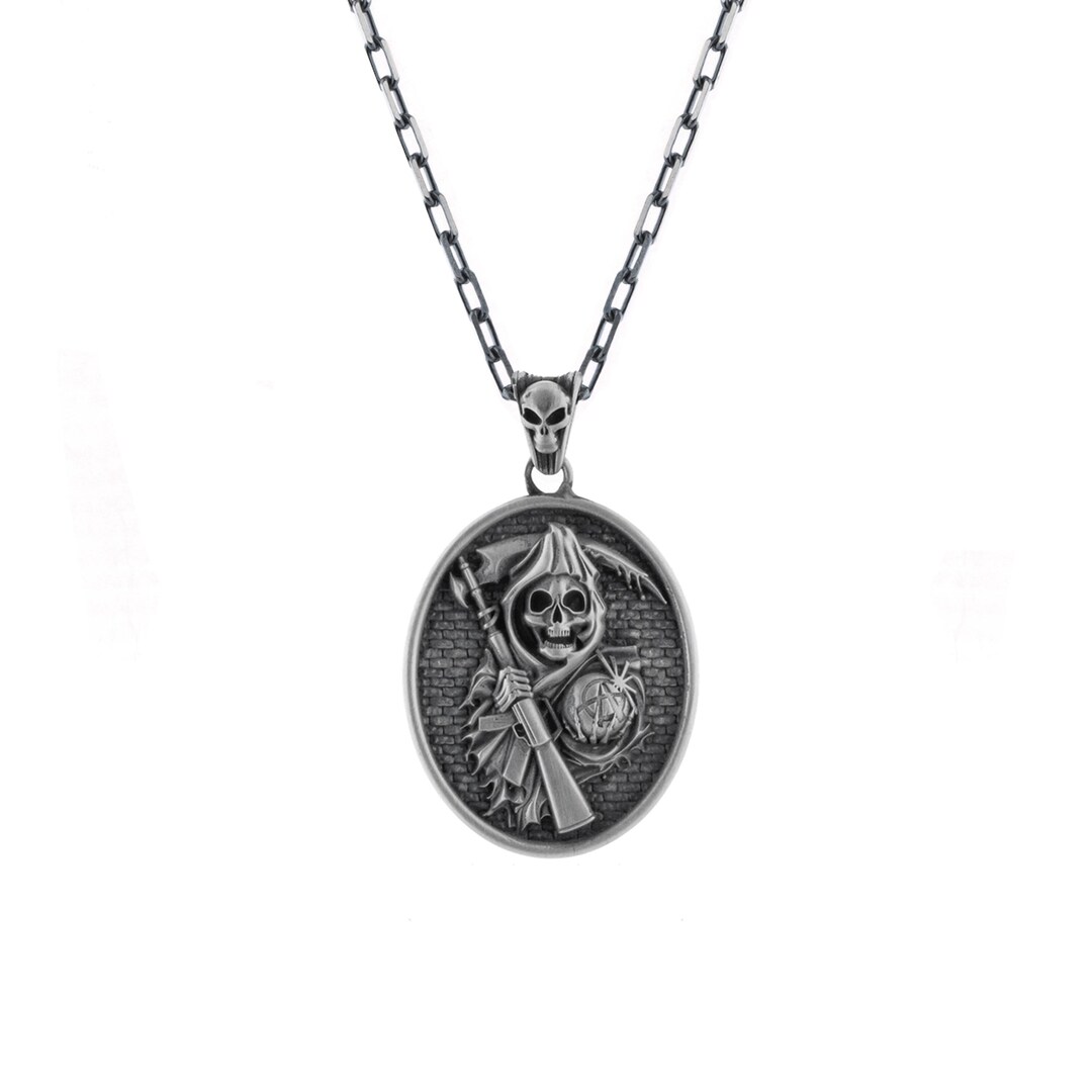 Sons of Anarchy Necklace, Sterling Silver Skeleton Pendant, SOA ...