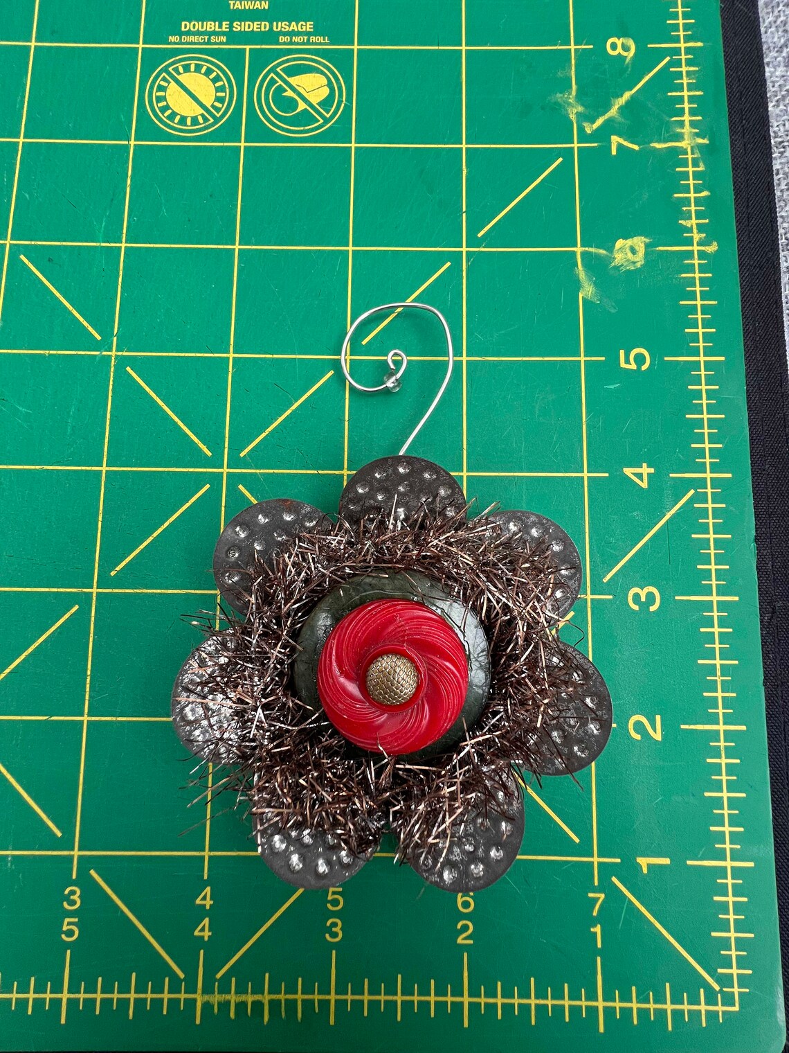 Vintage Upcycled Ornament Punched Tin Reflector Button - Etsy