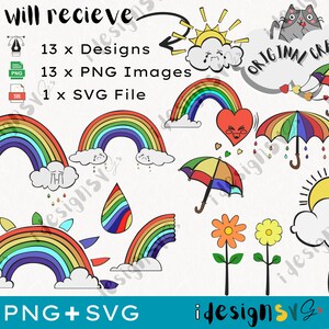 Rainbow Clip Art, Sun Vector, Cloud Clipart, Clouds Vector, Umbrella ...