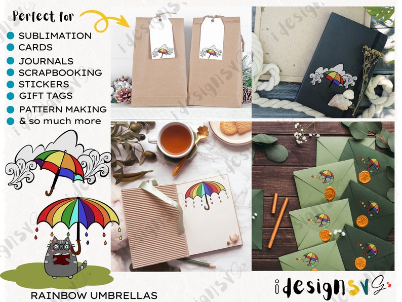Rainbow Umbrella Clipart, Weather SVG, Heart, Cloud (PNG, SVG) - Etsy