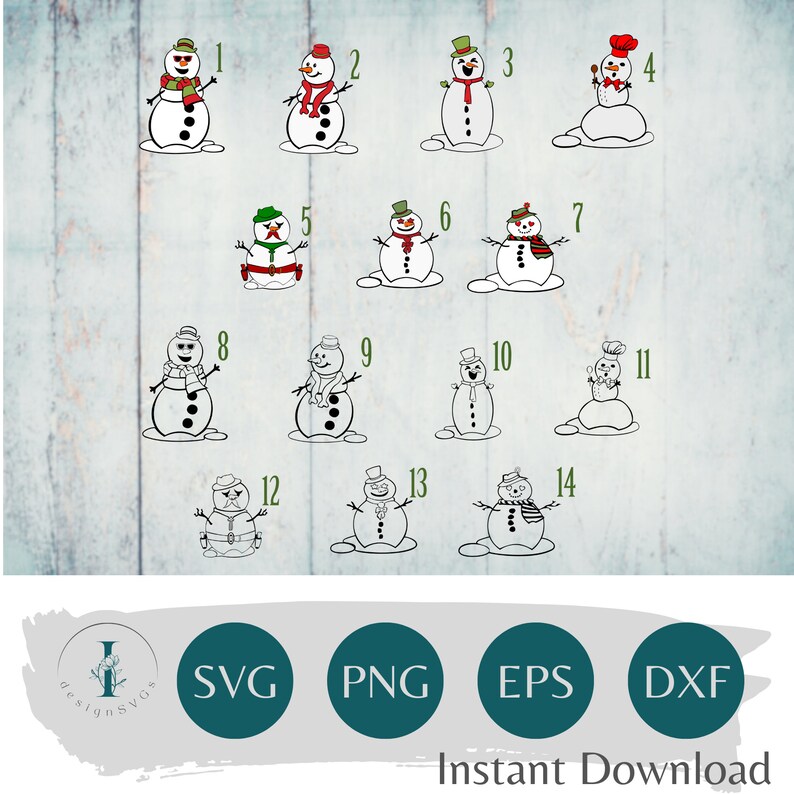 Snowman SVG PNG Clip Art Bundle. Snowman Face SVG, Cute Snowman Clipart ...