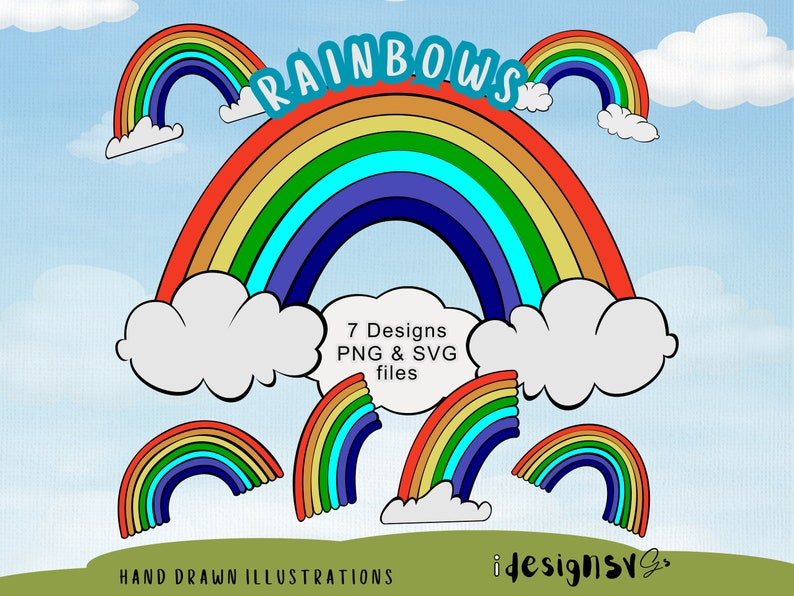 Boho Rainbow Clipart: Spring Weather PNG, SVG (7 Designs) - Etsy
