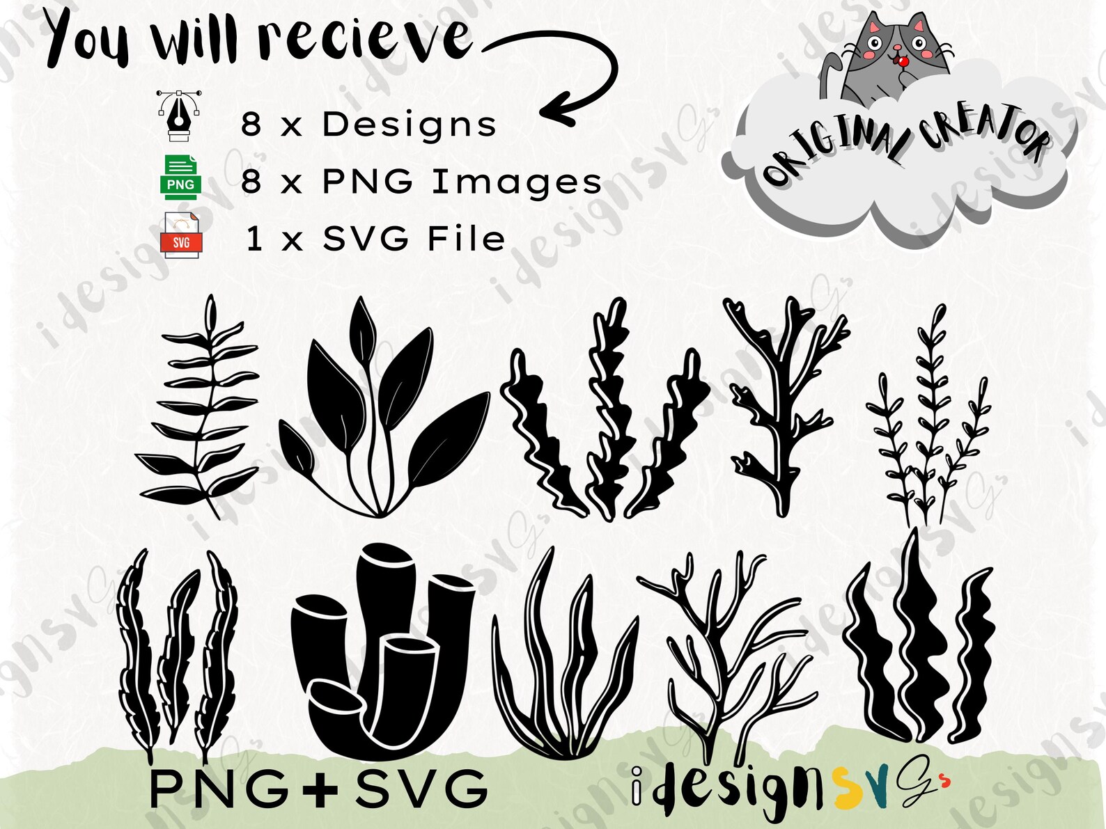 Seaweed Silhouette, Seaweed Outline, Seaweed Clipart, Kelp Forest ...