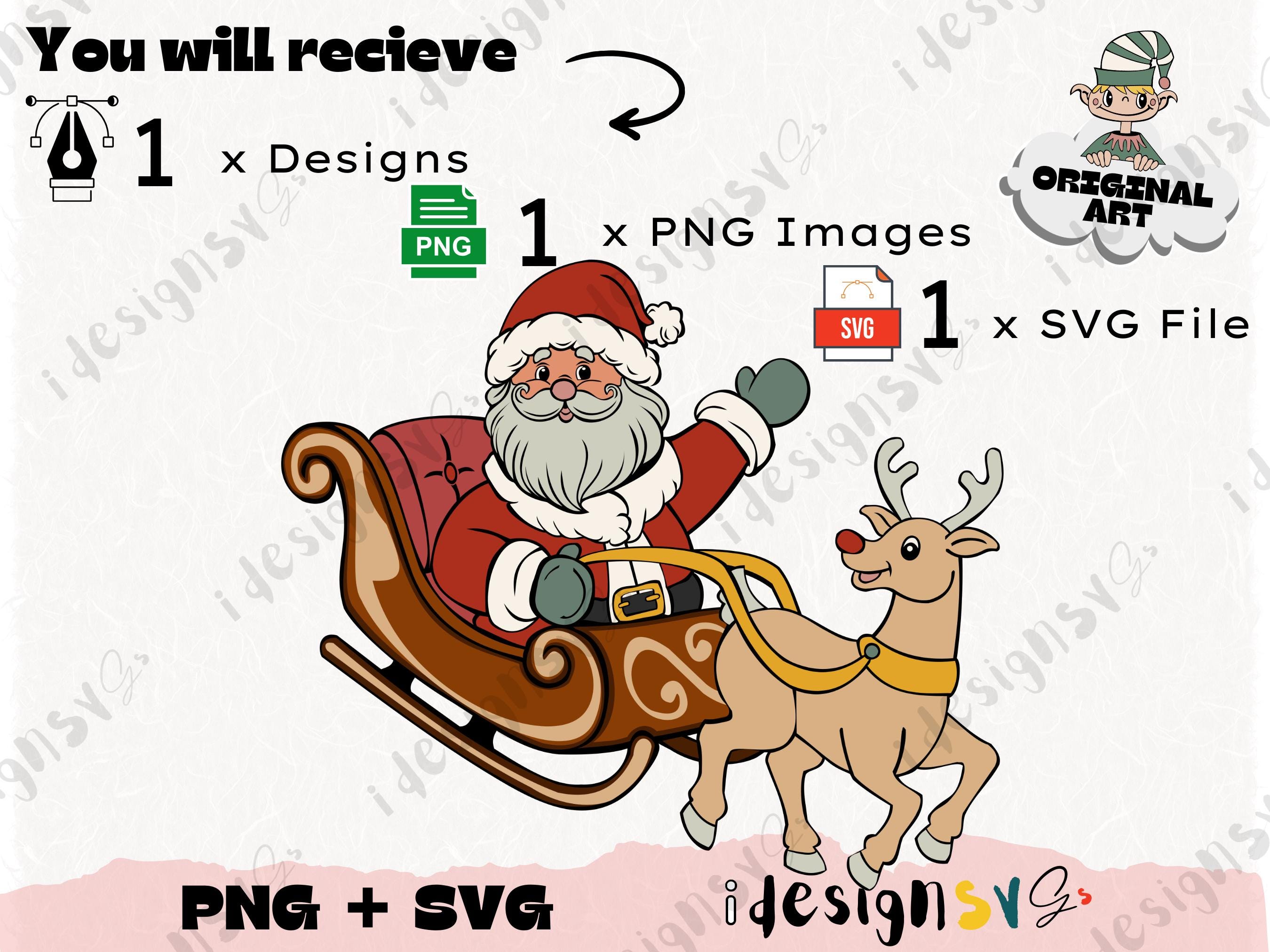 Santa Sleigh Clipart, Sleigh Clipart, Santa Sleigh SVG, Santa and ...