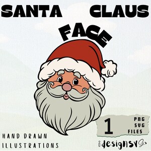 Santa Face SVG, Santa Claus Face SVG, Santa Head Clipart, Santa Face ...