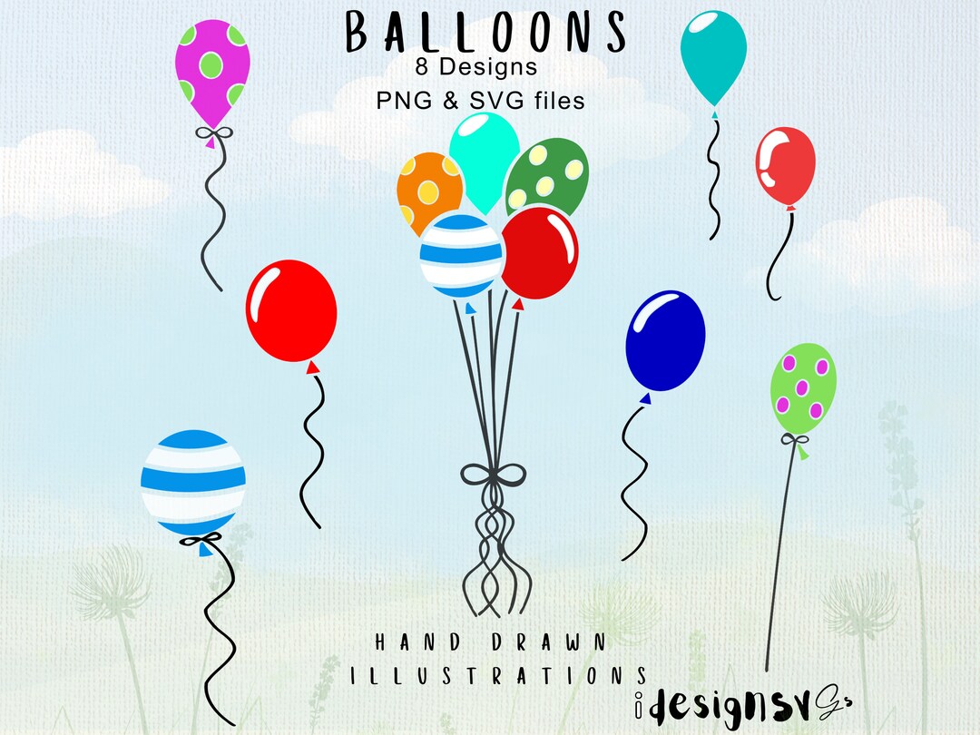 Clipart de globos: Arte vectorial de celebración (PNG, SVG) - Etsy México