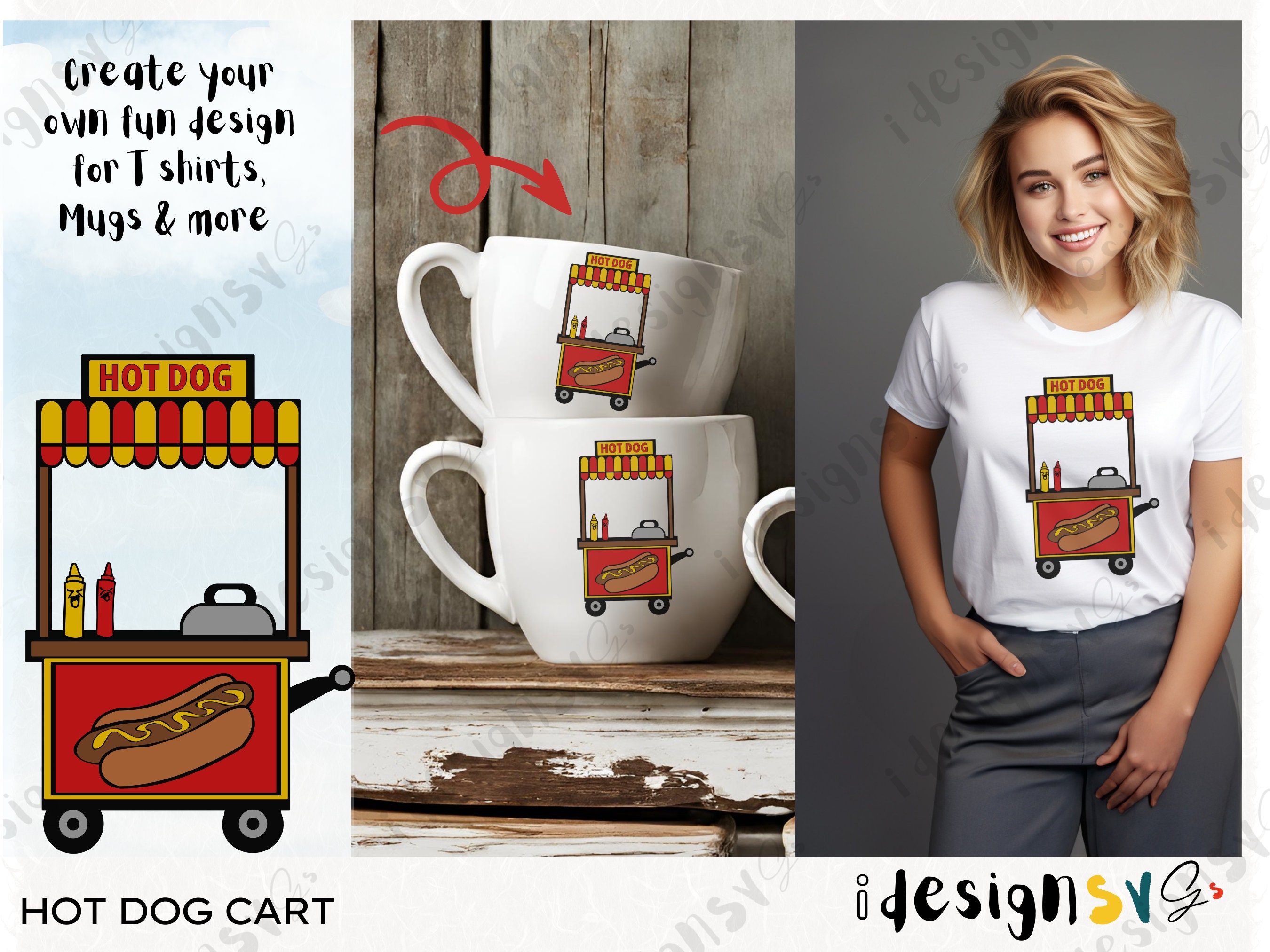 Hot Dog Cart Clipart: Street Food PNG SVG (digital Download) - Etsy