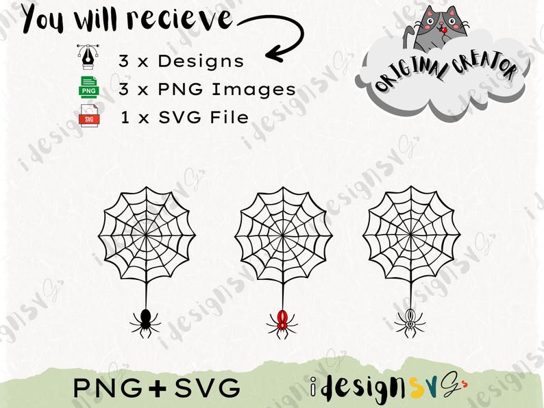 Halloween Spiderweb Clipart: Spider & Web SVG, PNG (digital Download ...