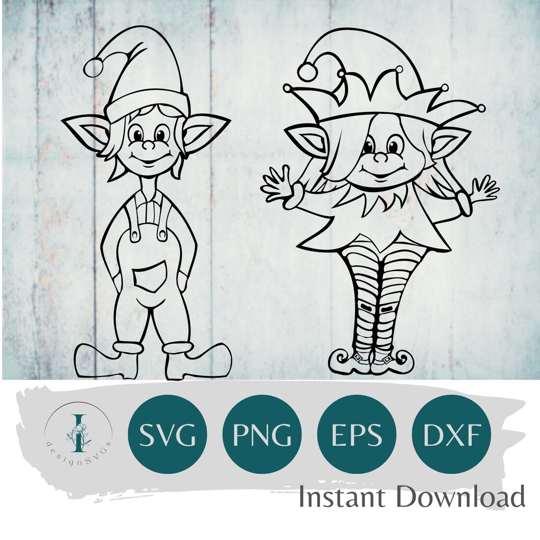 Buy Christmas Elf SVG, PNG Clip Art, Cute Couple Svg, Boy Girl Elf Svg ...