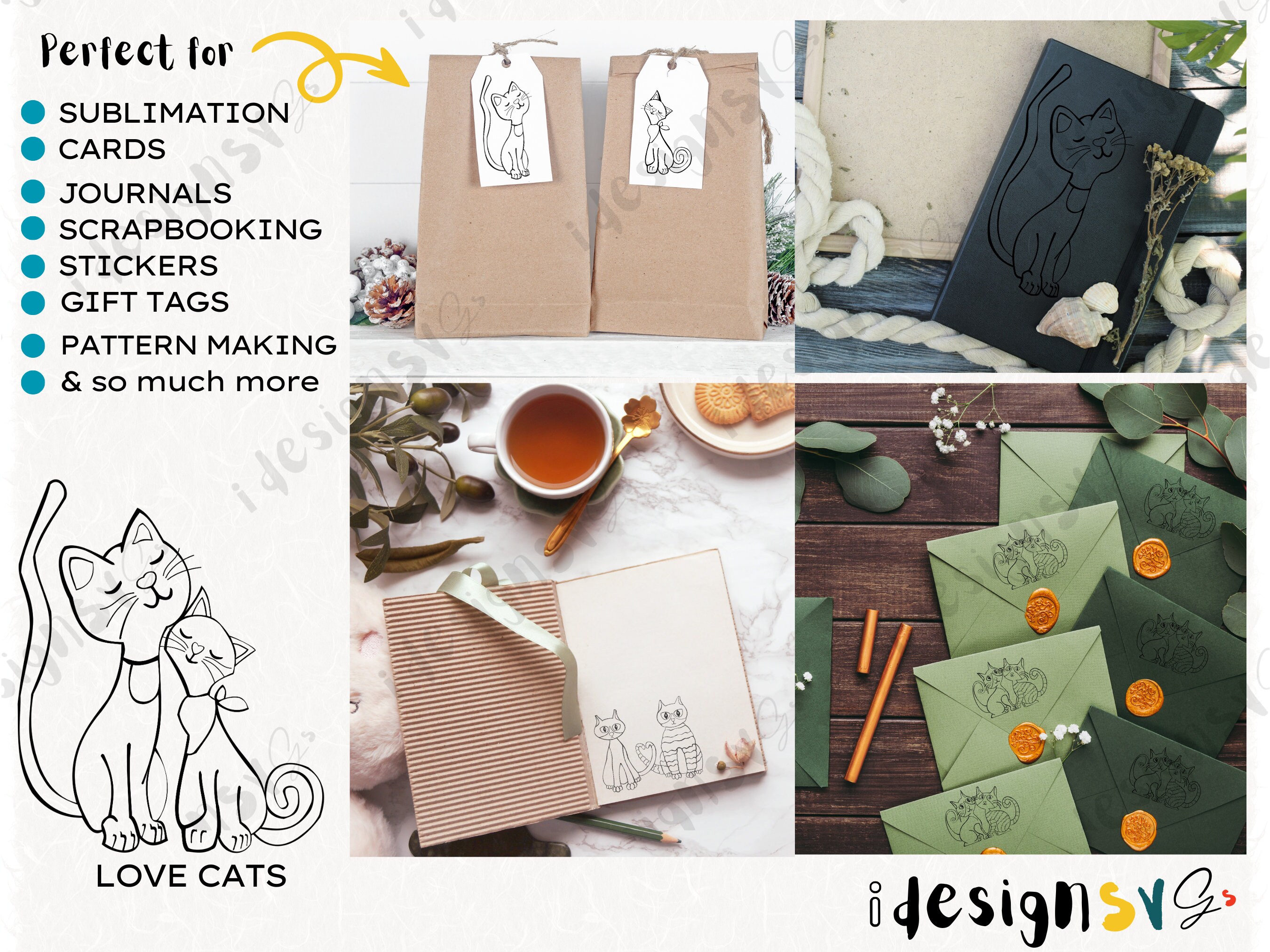 Cat Couple, Cute Cat Couple, Cat Clip Art, Cat Outline, Line Art Cat ...