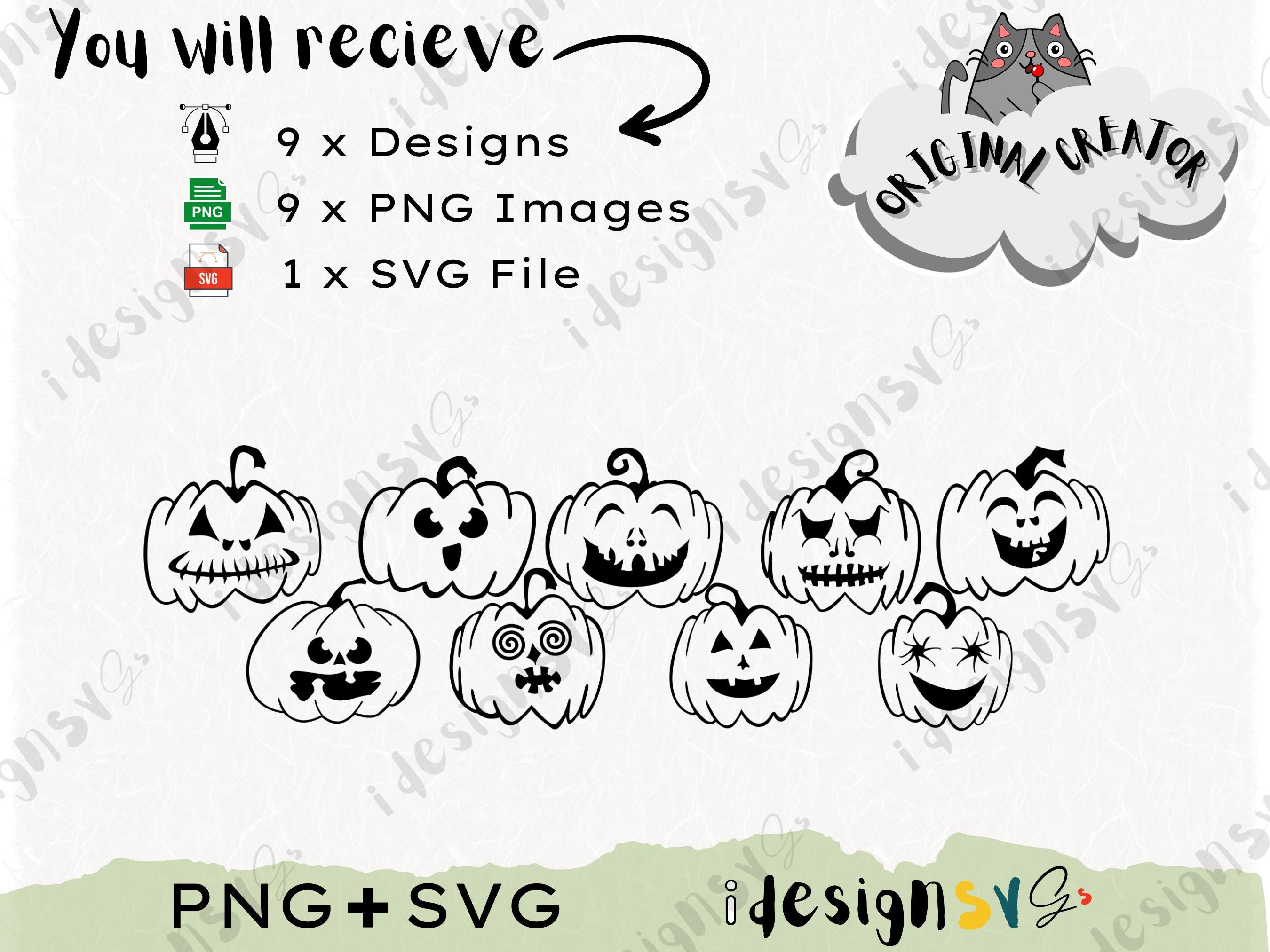 Jack O' Lantern Outline SVG: Halloween Pumpkin Clipart (PNG, SVG) - Etsy