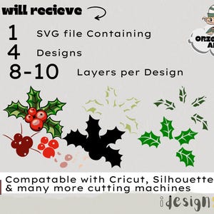 Christmas Holly Vector, Holly Vector, Holly SVG, Holly Clipart ...