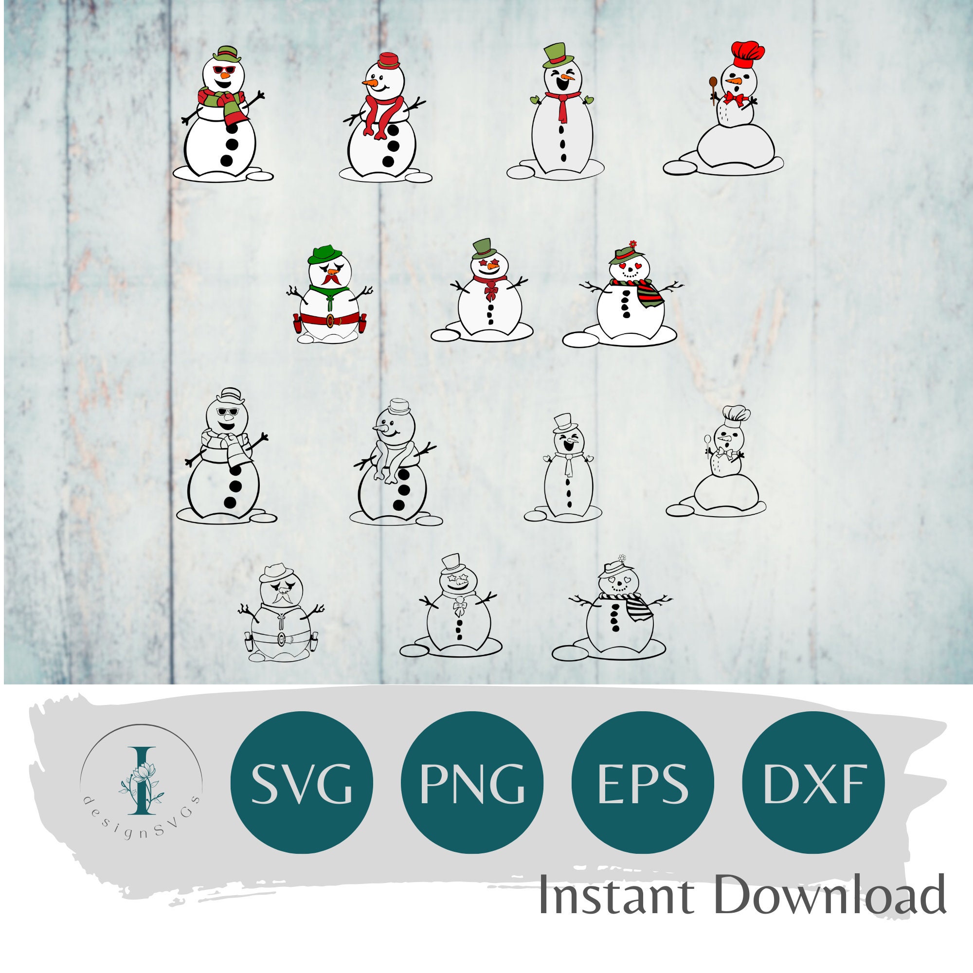 Snowman SVG PNG Clip Art Bundle. Snowman Face SVG, Cute Snowman Clipart ...