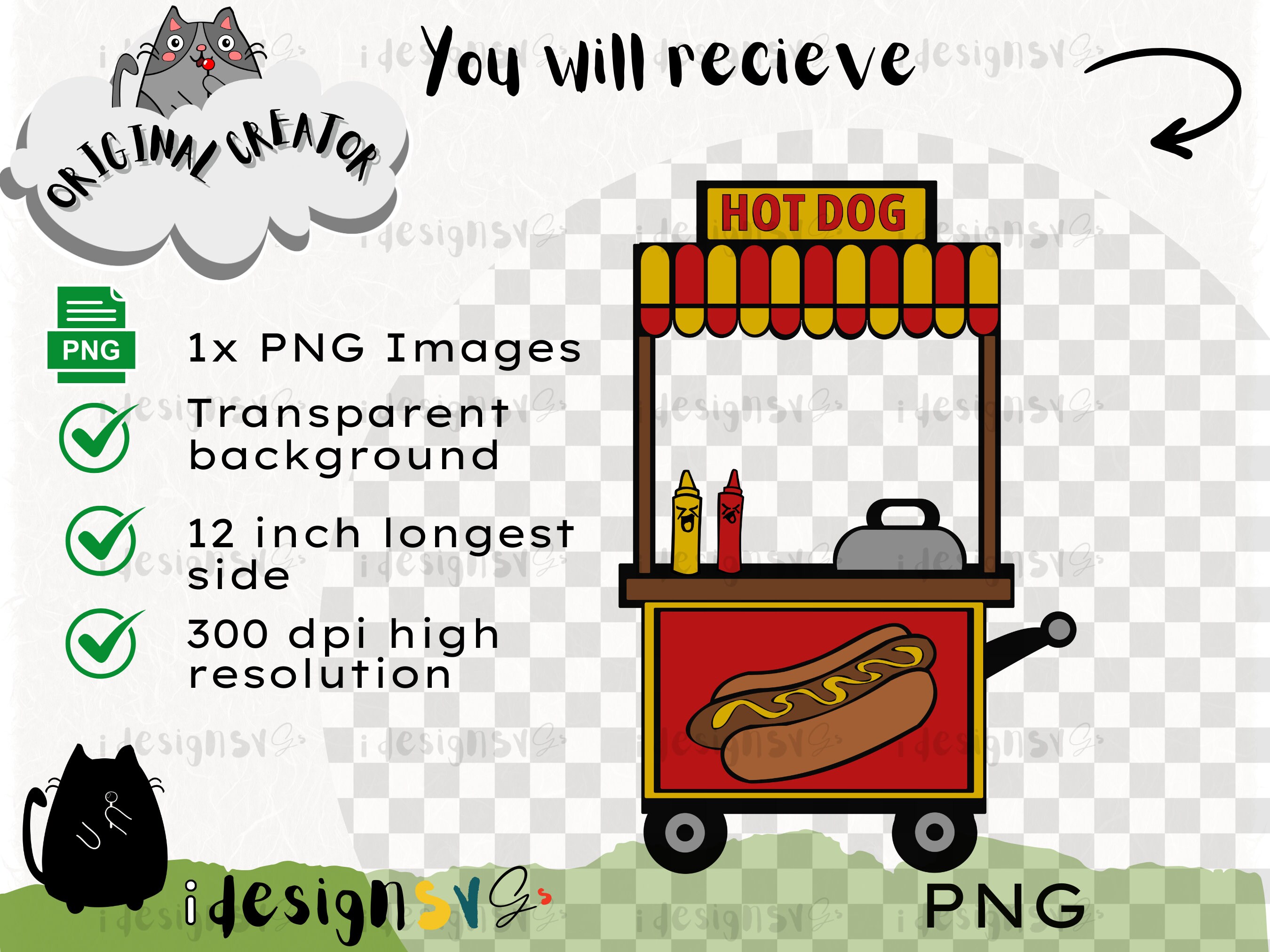 Hot Dog Cart Clipart: Street Food PNG SVG (digital Download) - Etsy