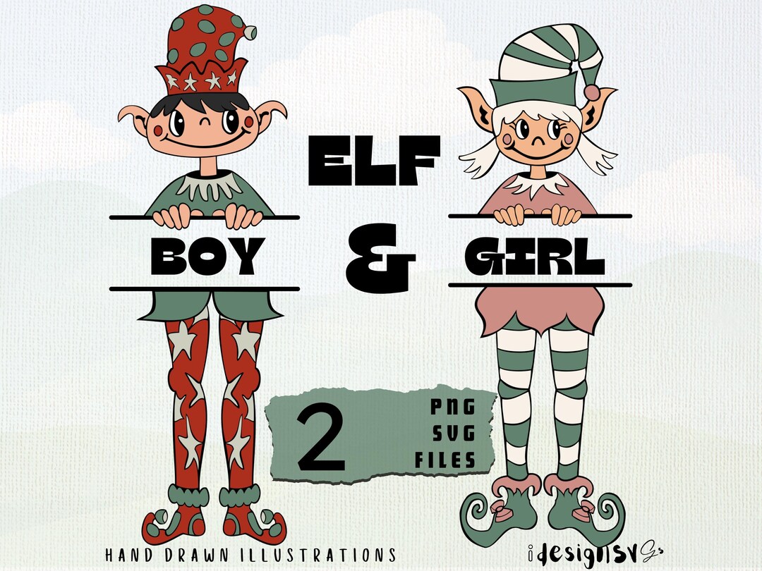 Elf Monogram SVG, Cute Elves Clipart, Split Monogram SVG, Christmas ...