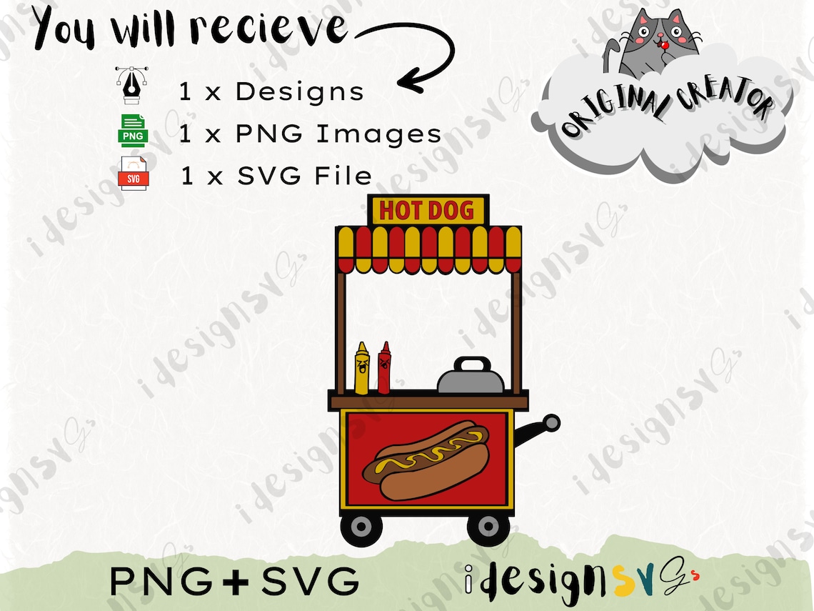 Hot Dog Cart Clipart: Street Food PNG SVG (digital Download) - Etsy