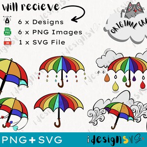 Rainbow Umbrella Clipart, Weather SVG, Heart, Cloud (PNG, SVG) - Etsy