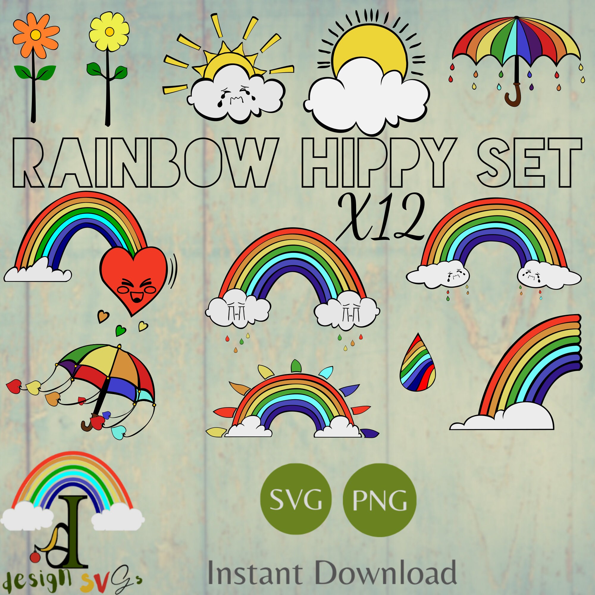 Rainbow Clip Art, Sun Vector, Cloud Clipart, Clouds Vector, Umbrella ...