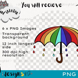 Rainbow Umbrella Clipart, Weather SVG, Heart, Cloud (PNG, SVG) - Etsy
