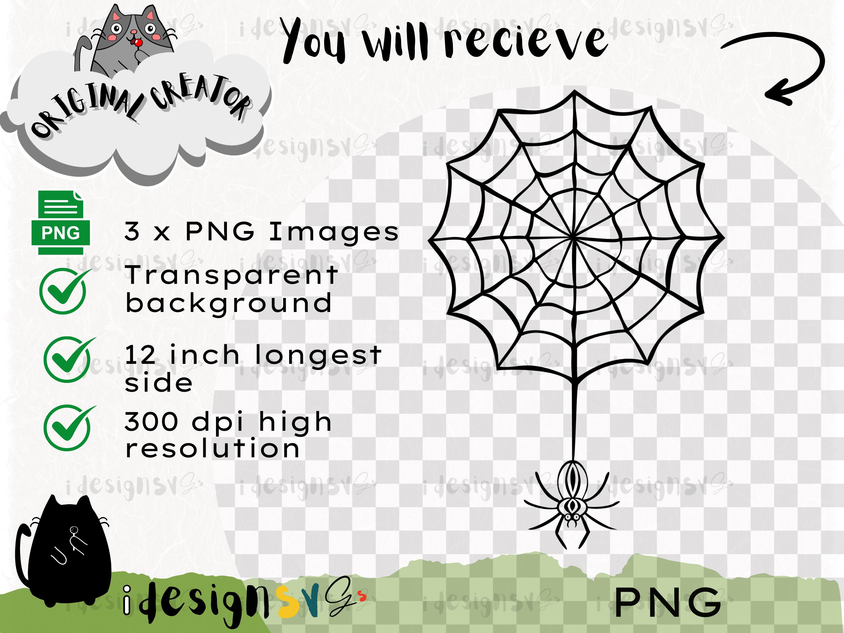 Halloween Spiderweb Clipart: Spider & Web SVG, PNG (digital Download ...