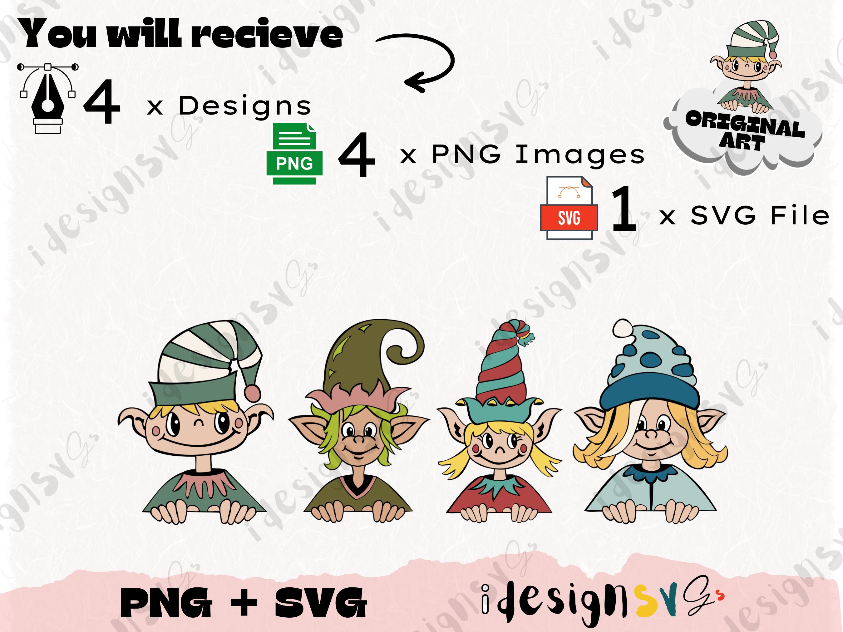 Elf Face SVG, Elf Clipart, Elves Clipart, Cute Elves Clipart, Christmas ...