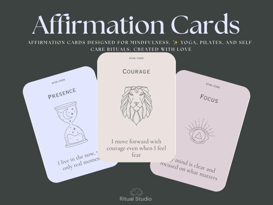 Printable Affirmation Cards for Yoga & Pilates | Pastel Minimalist Deck ...