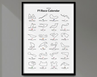 2024 Formula 1 Calendar for F1 Fans - Etsy UK