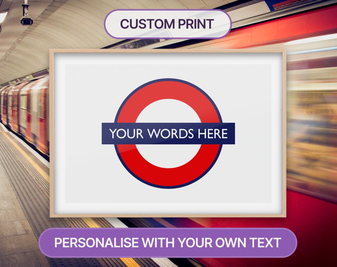 London Underground Print Custom Personalised Tube Train Station United ...