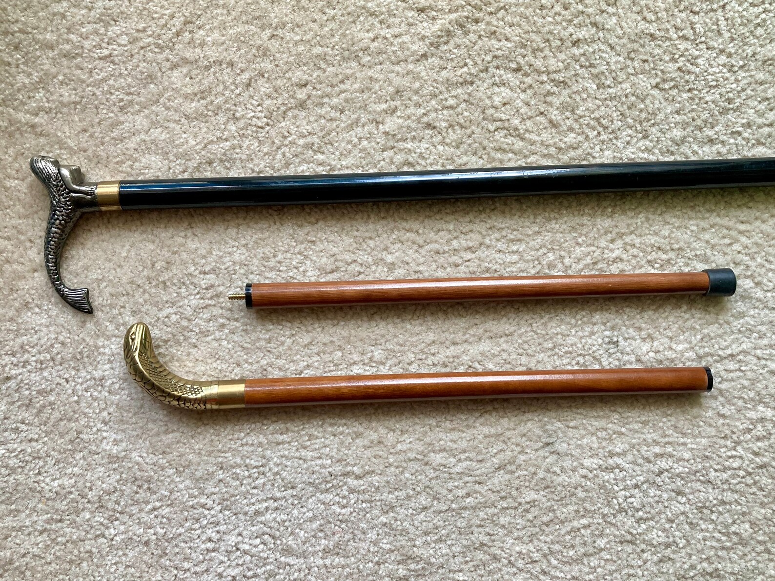 2 Vintage Canes, a Cobra and a Mermaid. - Etsy