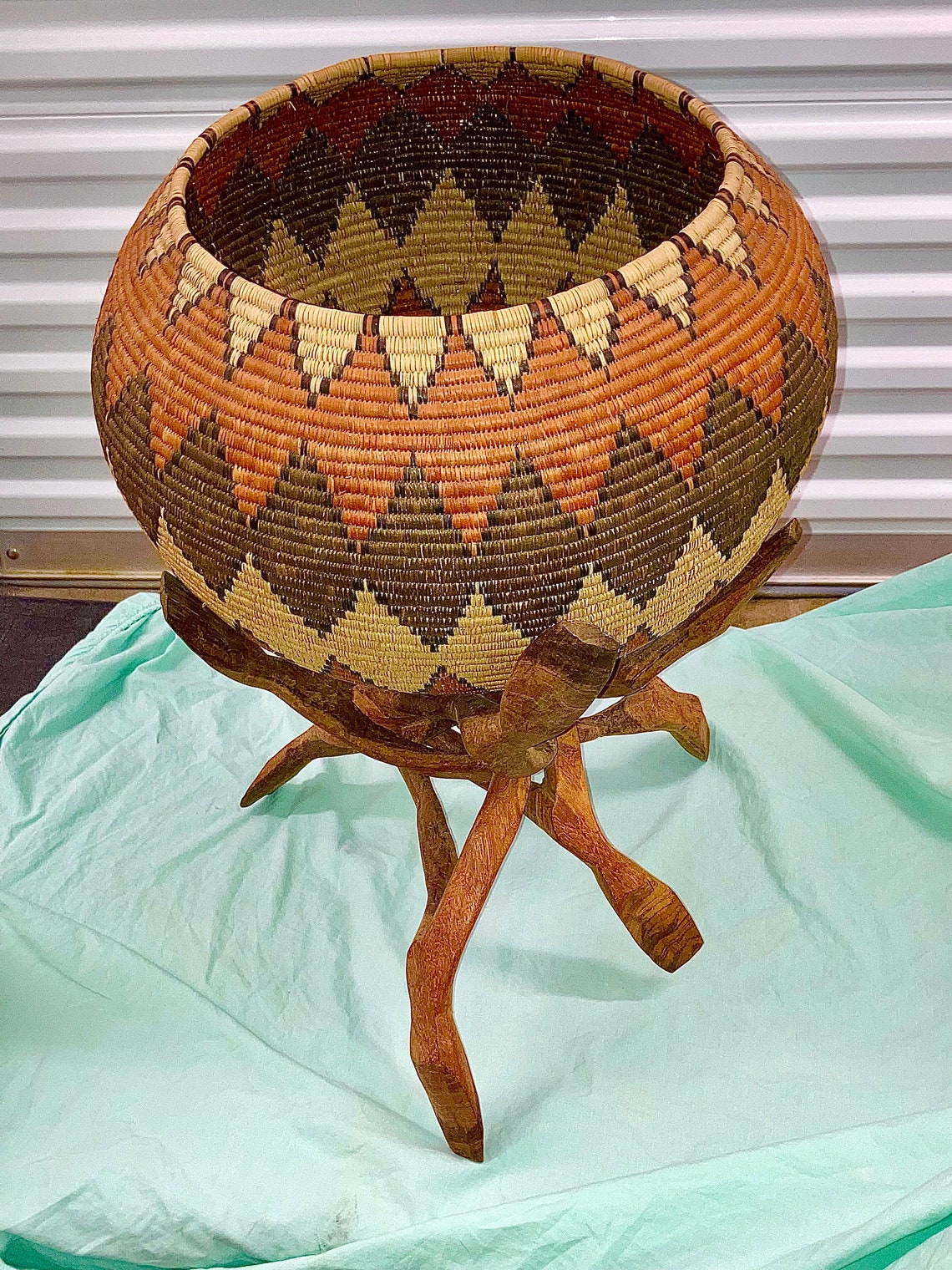 A Pair of Zulu Woven Baskets With African Folding Table - Etsy