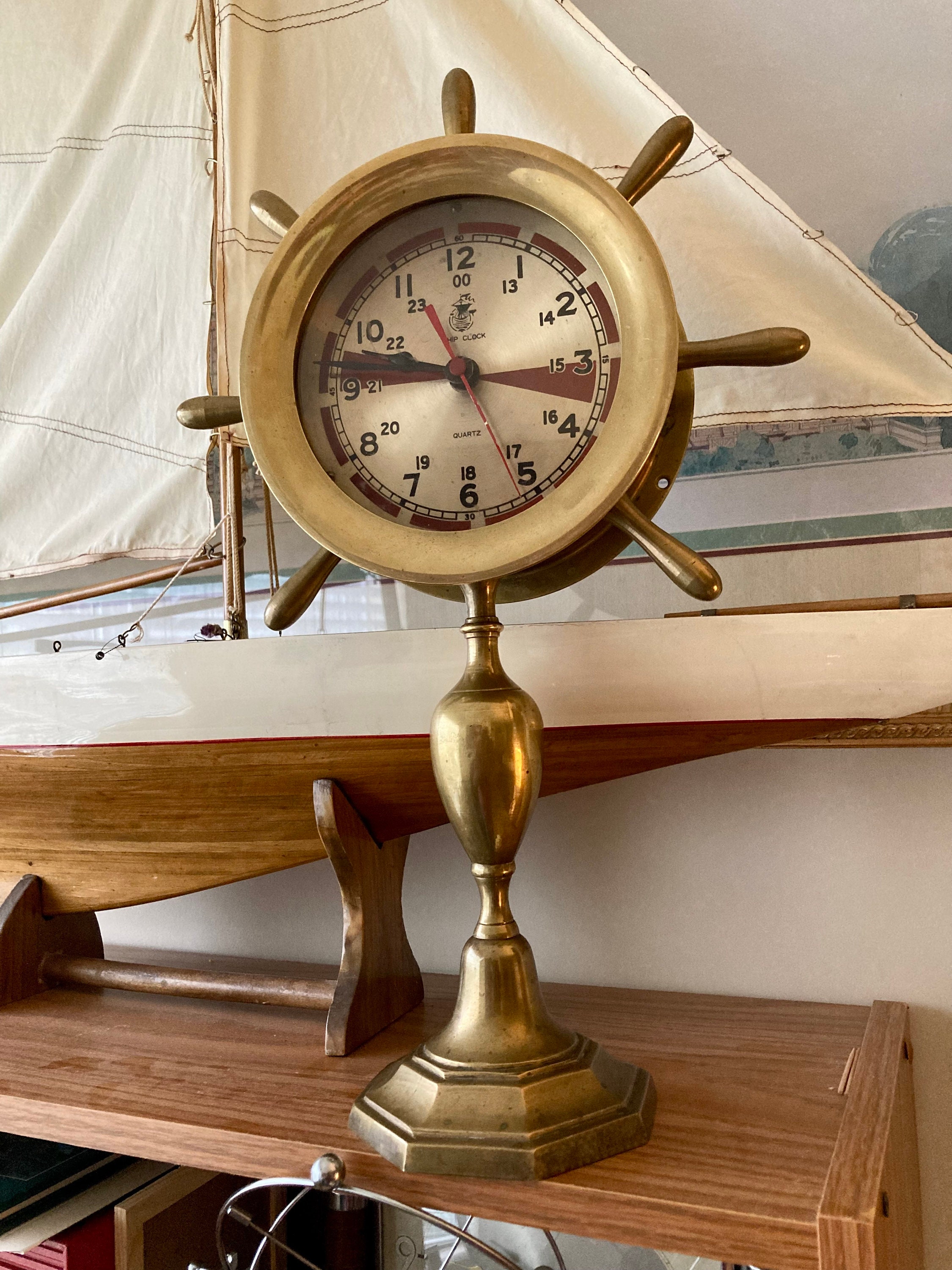 Brass Ships Wheel Clock - Etsy
