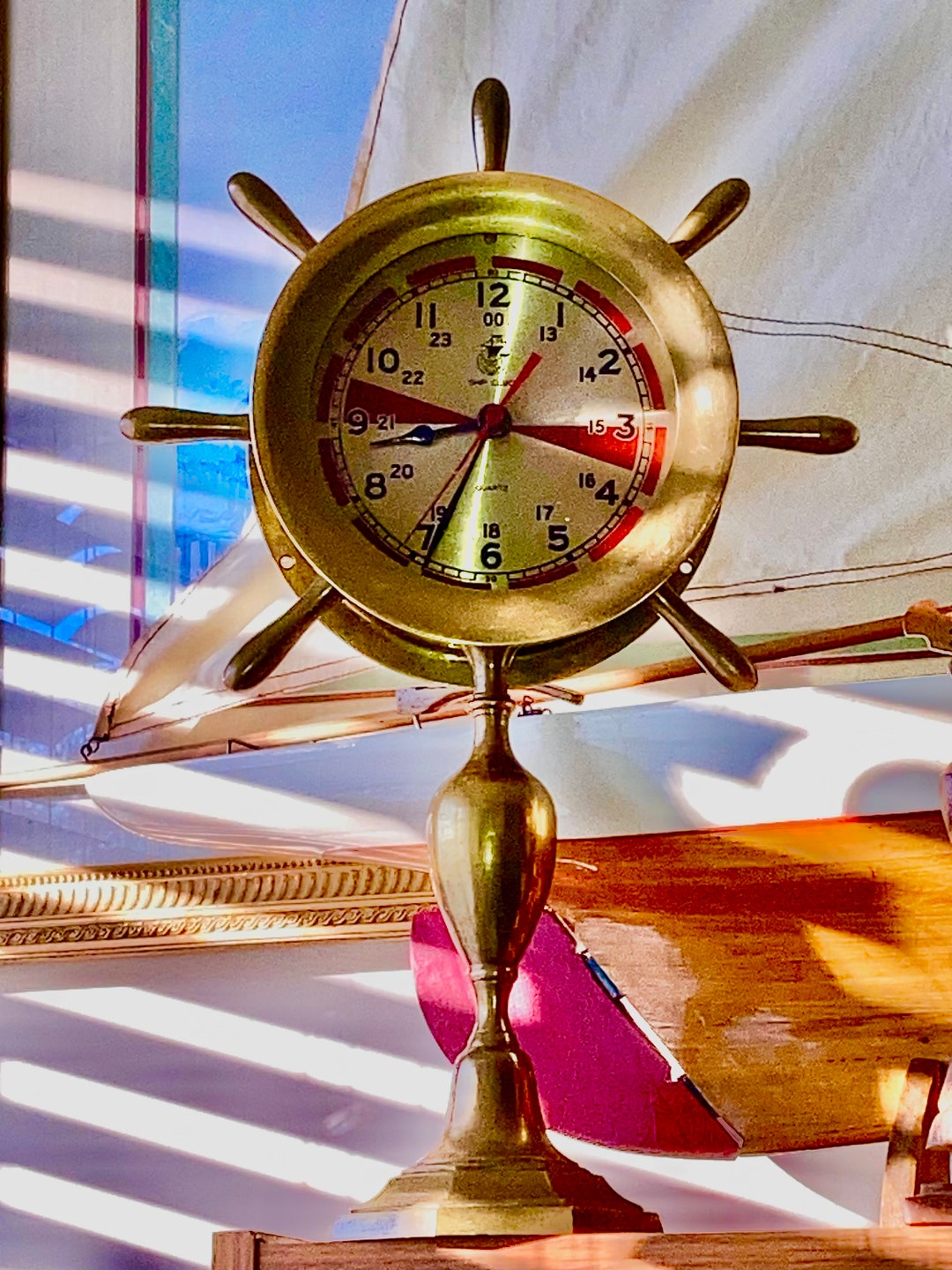 Brass Ships Wheel Clock - Etsy