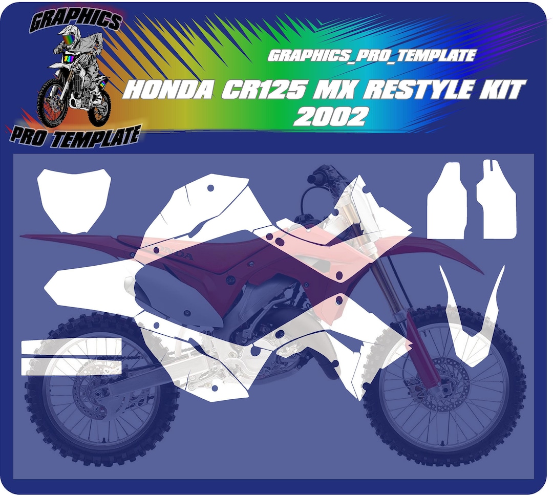 Honda Cr125 Mx Restyling Kit 2002 Upwards Vector Template at a 1:1 ...