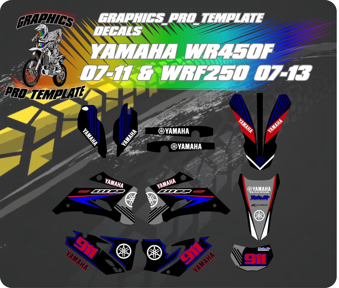 Yamaha Wr450f 2007-2011 & Wr250f 2007-2013 Model Mx Graphics Decals ...
