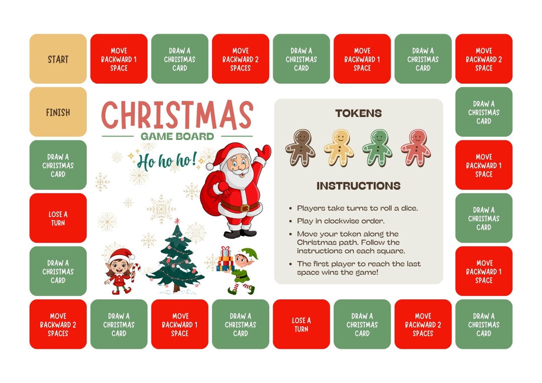 Printable Christmas Board Game, Santa Claus Family Activity (digital ...