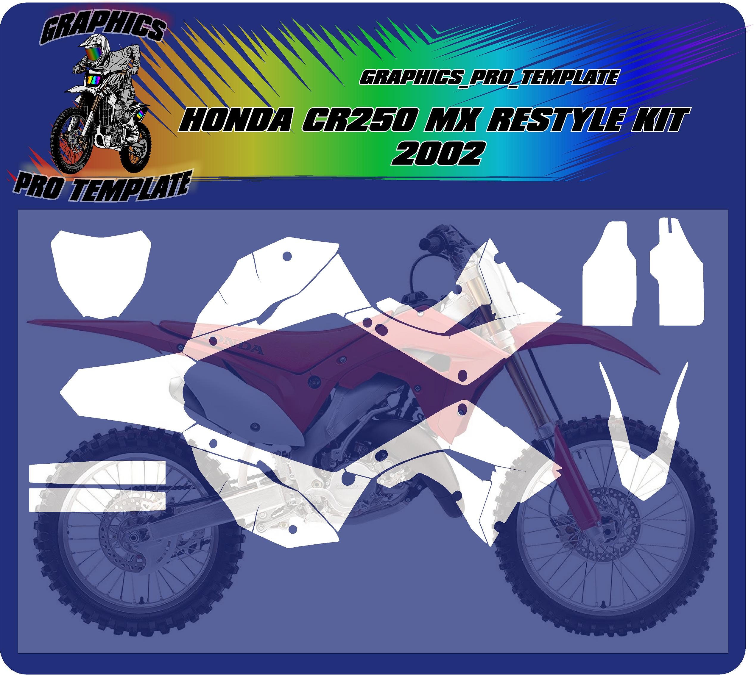 Honda CR250 Restyling Kit 2002 Upwards Vector Template at a 1:1 Scale ...
