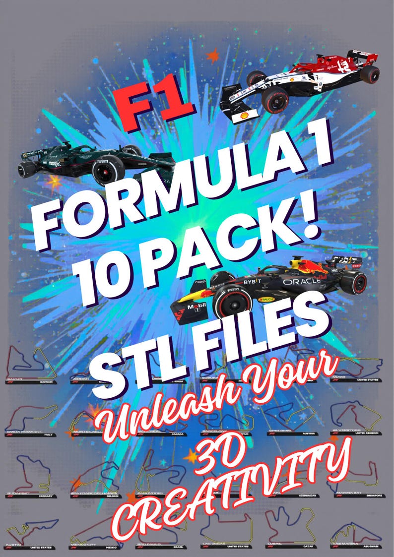 3D Print, Formula 1 F1 Pack STL Files 10 Files - Etsy